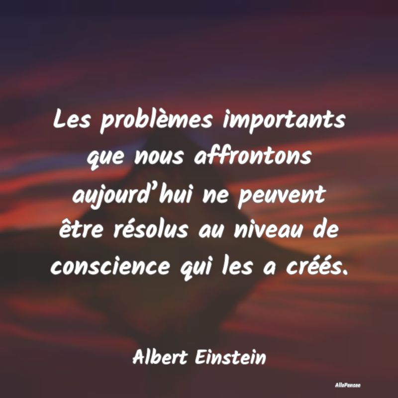 Citation de Albert Einstein - Les problèmes importants que nous affro